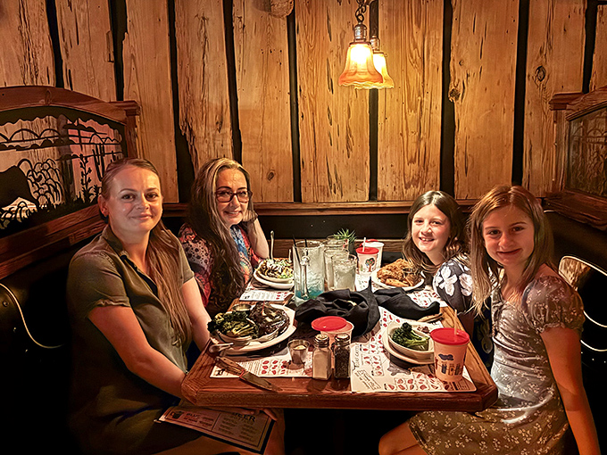 Family memories being made one bite at a time. These tables have witnessed more celebrations than a party supply store.