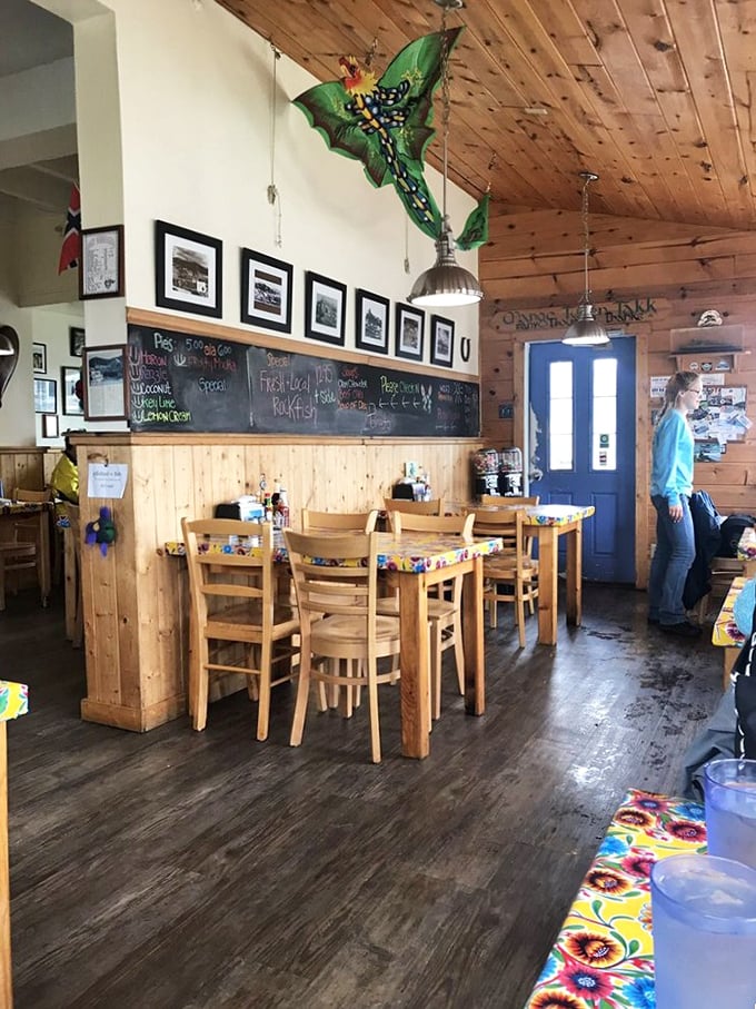 Wooden beams, colorful kites, and a chalkboard menu create the perfect backdrop for seafood feasting &ndash; casual enough to relax, special enough to remember.