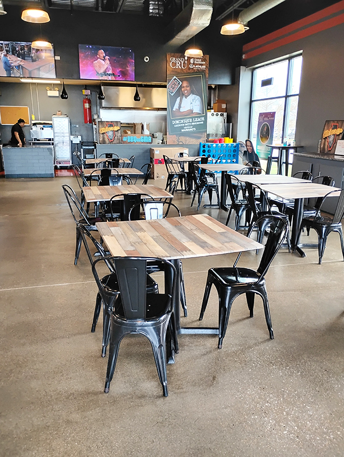 Industrial chic meets barbecue functionality&mdash;a dining room where the only distraction from your meal is watching other diners' expressions of pure joy.