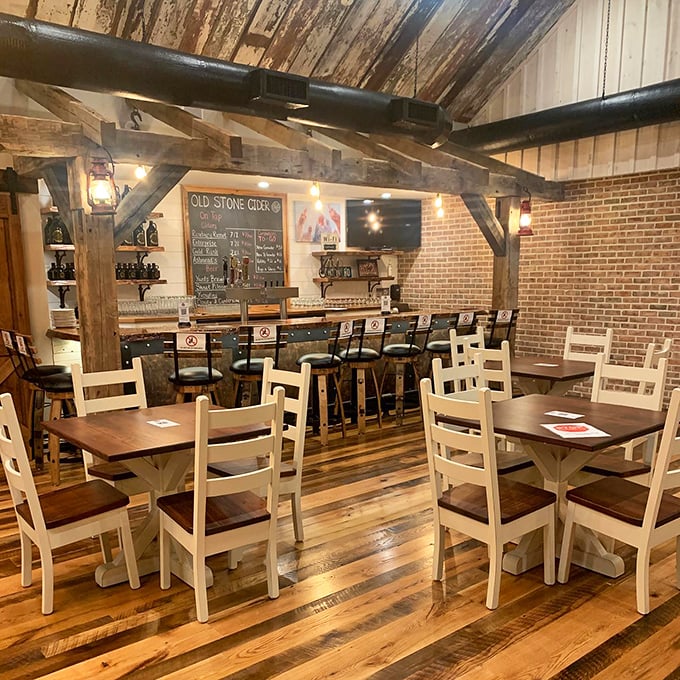 The dining area feels like the great hall of a BBQ castle, where every chair is a throne and every table a place for meat royalty.