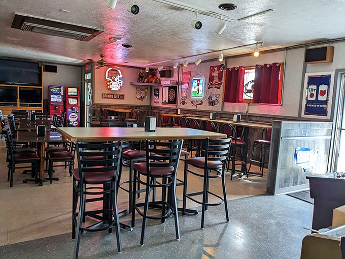 High-top tables and Cleveland Browns memorabilia create the perfect ecosystem for Sunday afternoons when strangers become friends over shared touchdowns and appetizers.