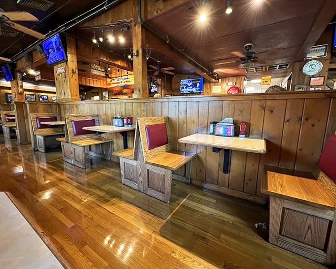 These booths have witnessed countless first dates, family celebrations, and the sacred moment when burger meets mouth.