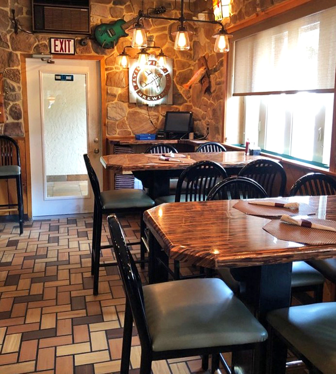Stone walls and wooden tables create that "I've discovered something special" feeling. The tile floor has supported generations of happy diners.