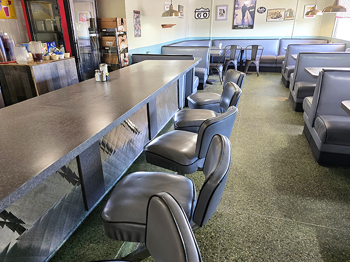 The dining area's blue vinyl booths have witnessed more breakfast epiphanies than a philosopher's convention. Each one holds stories and syrup stains.