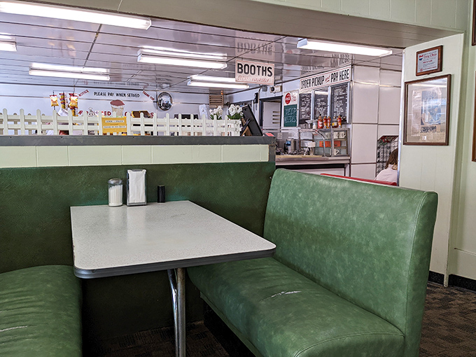 These booths have heard more Troy secrets than any therapist in town. The white tables practically whisper, "Put your phone down and talk." 
