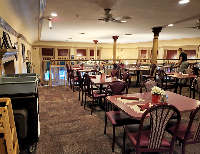 Spacious dining areas where conversations flow as smoothly as the perfectly brewed coffee in every ceramic mug.