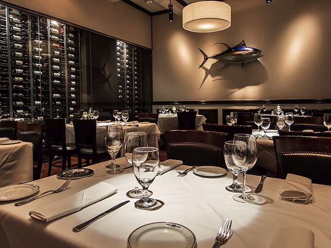 The dining room where memories are made and diets are forgotten. Notice how the lighting makes everyone look like they've just returned from vacation.