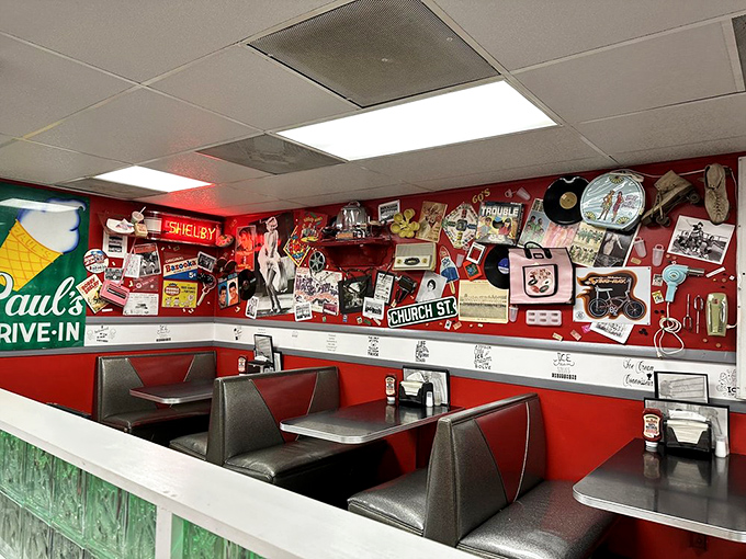 The dining area isn't decorated—it's curated with decades of memories, where every photo and trinket tells a story about Shelby's heart and soul.