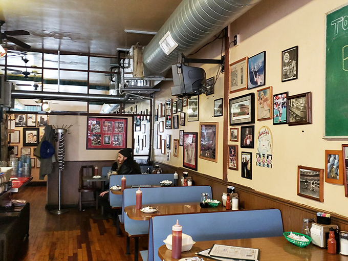 Blue booth seating and walls covered in memories&mdash;the classic diner formula that's outlasted every food trend for good reason.