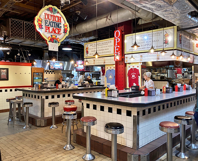 Classic diner aesthetics with those unmistakable counter stools&mdash;where strangers become temporary friends united by their love of good food.