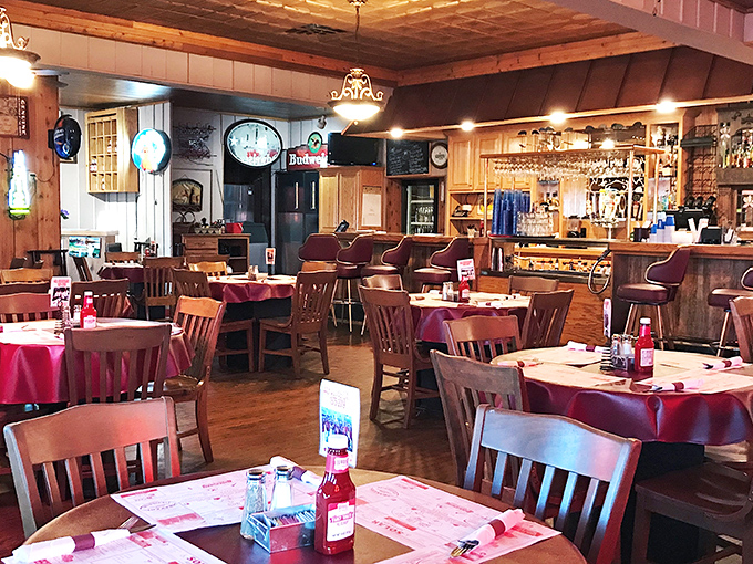 Red tablecloths and wooden chairs tell you everything you need to know: comfort food served in a place that values comfort.