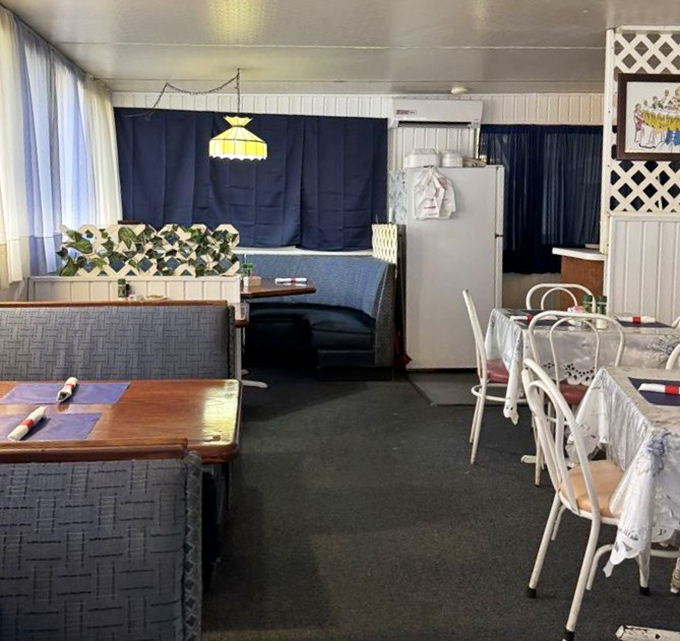 The dining area feels like your favorite aunt's living room&mdash;if your aunt happened to be an exceptional German cook with a flair for cozy spaces.