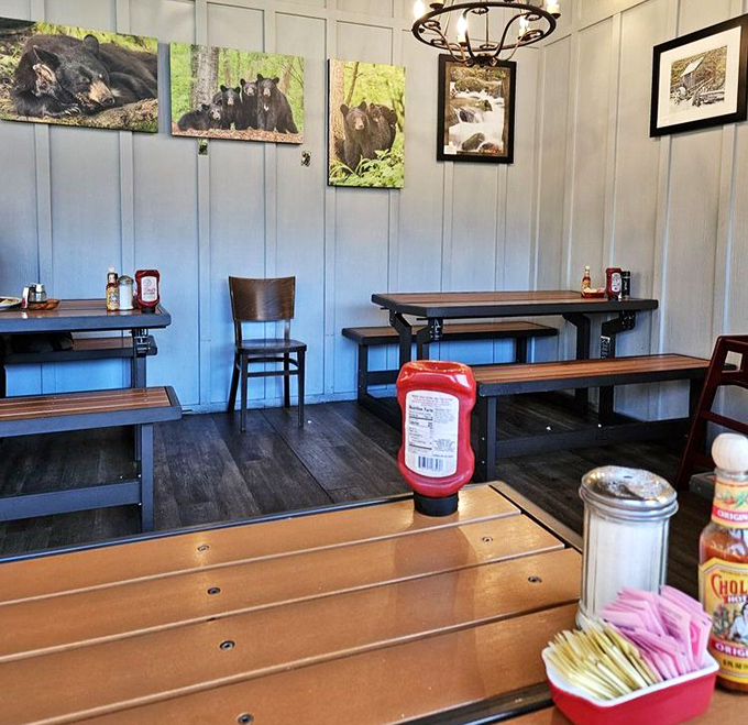 Local wildlife adorns the walls while wooden tables invite conversation&mdash;a dining room that feels like your coolest friend's mountain cabin.