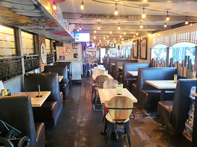 The dining area balances deli authenticity with Florida comfort &ndash; where New York hustle meets Sunshine State leisure in perfect harmony.