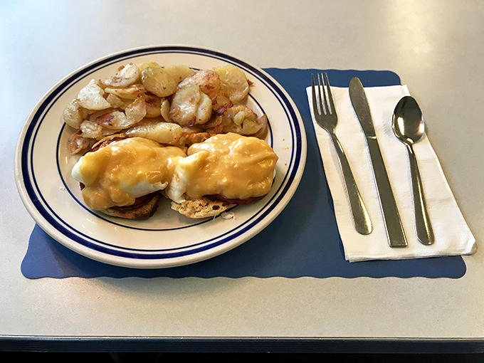 Eggs Benedict done right&mdash;the hollandaise sauce blankets English muffins like a rich, buttery comforter on a cold Pennsylvania morning.