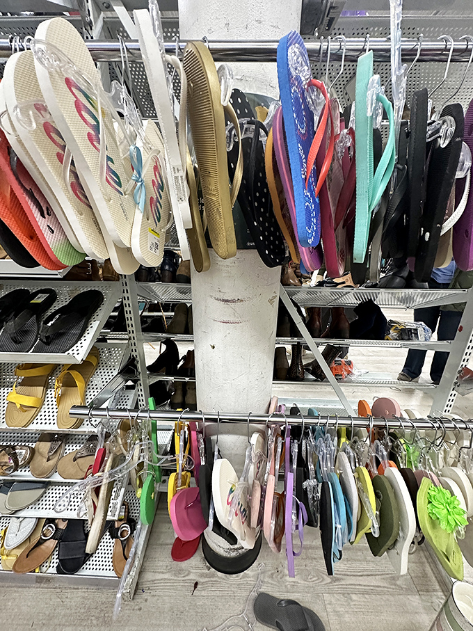 The flip-flop wall&mdash;where summer dreams hang year-round, waiting for warm weather and sandy beaches to make them relevant again.