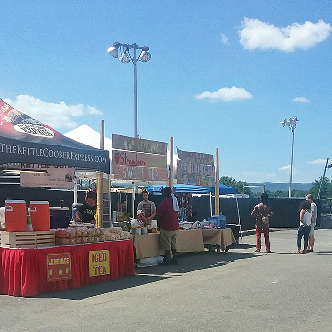 Refreshment stands offering sweet tea and lemonade create an oasis for shoppers who've worked up a thirst in their quest for bargains.