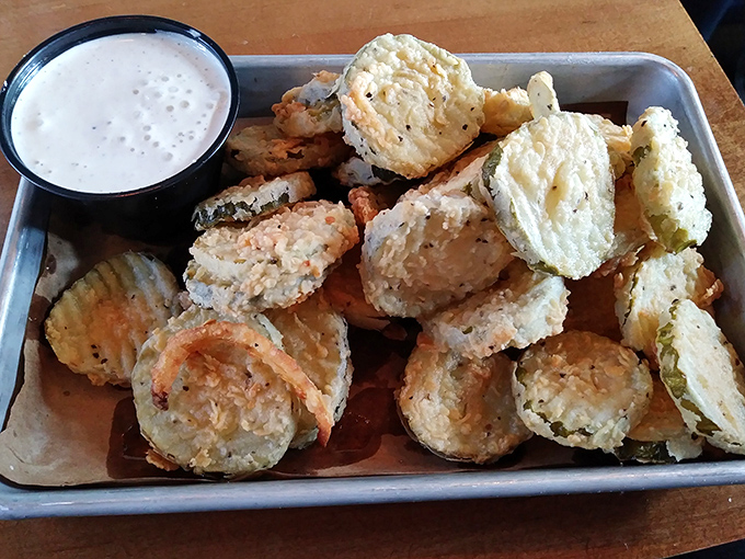 Fried pickles that prove everything really is better battered and fried, especially when done right.