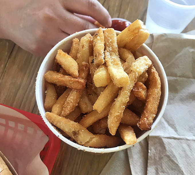 Golden, crispy fries that make you wonder why anyone bothers with those soggy, sad excuses served at fast-food drive-thrus.