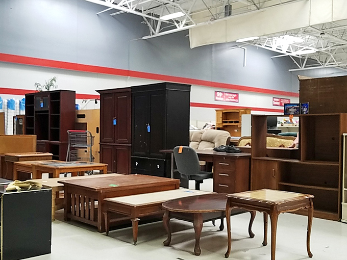 Solid wood furniture with good bones awaits adoption. That entertainment center remembers the days before streaming, but it's ready for reinvention.