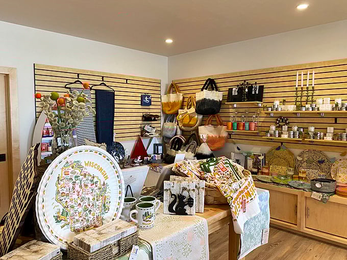 The butik offers a treasure trove of Scandinavian delights, where Wisconsin-themed plates sit alongside handcrafted goods that whisper "take me home."