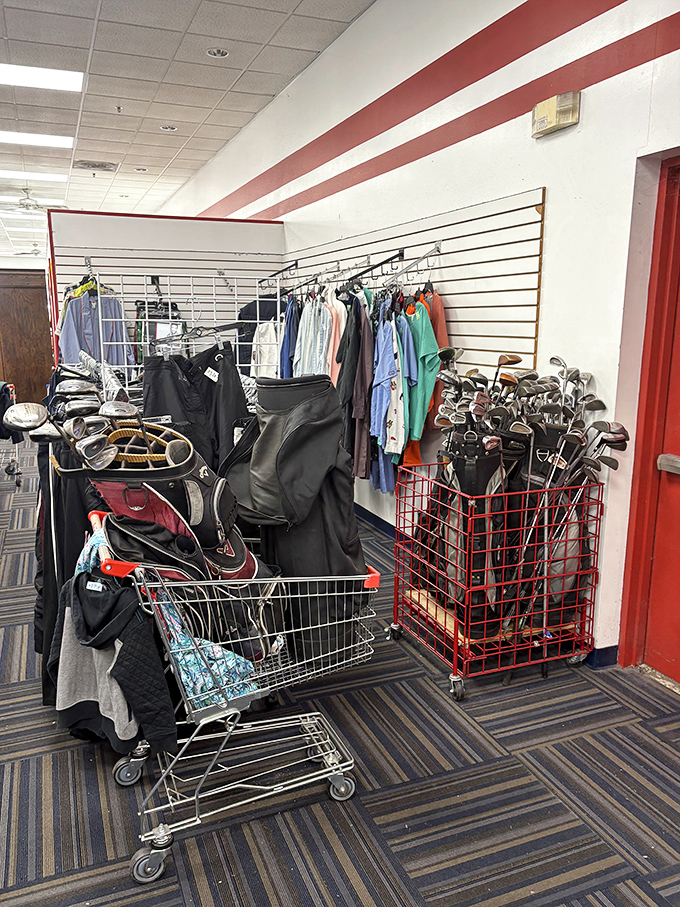 Golf clubs stand at attention like soldiers awaiting deployment to Florida's fairways &ndash; some vintage, some nearly new, all bargain-priced.