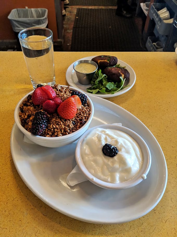Granola that actually deserves the title "homemade," crowned with fresh berries and yogurt. Healthy never looked so tempting.