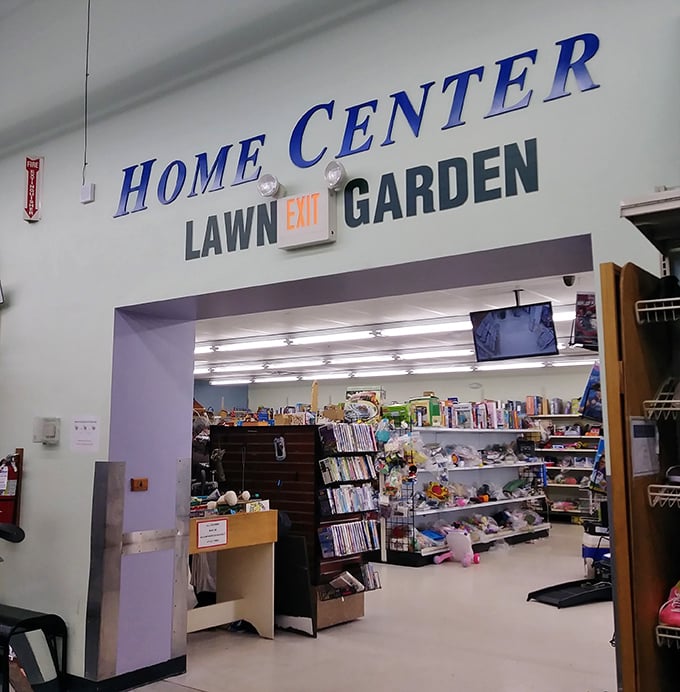 Beyond the Home Center archway lies a wonderland of household possibilities &ndash; from garden tools to forgotten board games and plush toys.