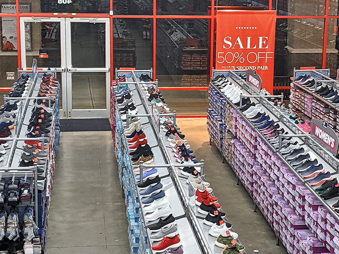 Shoe paradise stretching as far as the eye can see. Like dating, sometimes the perfect match comes with 50% off the second pair.