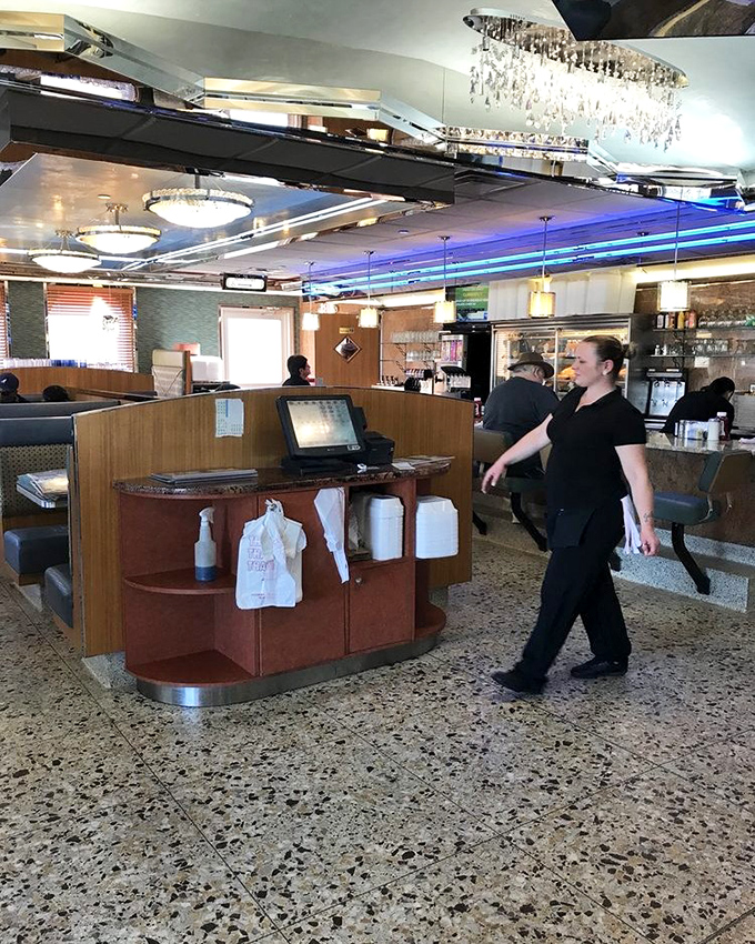 The diner's interior combines classic elements with contemporary touches, creating an atmosphere where everyone from teenagers to grandparents feels at home.