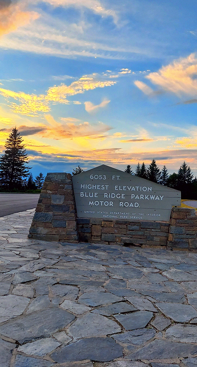 Not just a sign&mdash;a promise of elevation. At 6,053 feet, this marker at nearby Richland Balsam reminds us we're literally above it all.