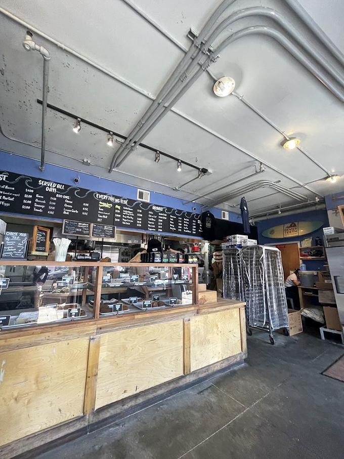 The industrial-chic interior might be sparse, but who needs fancy d&eacute;cor when the display case holds such magnificent treasures?