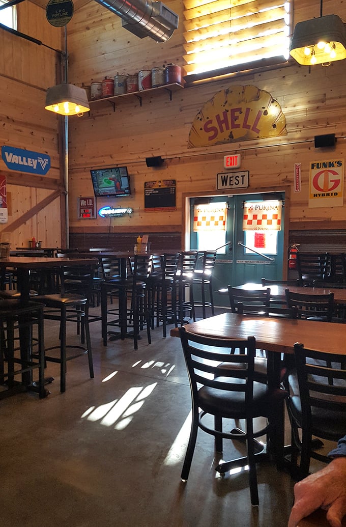 Vintage signs and wooden walls create the perfect backdrop for meals that taste like they've been perfected over generations.