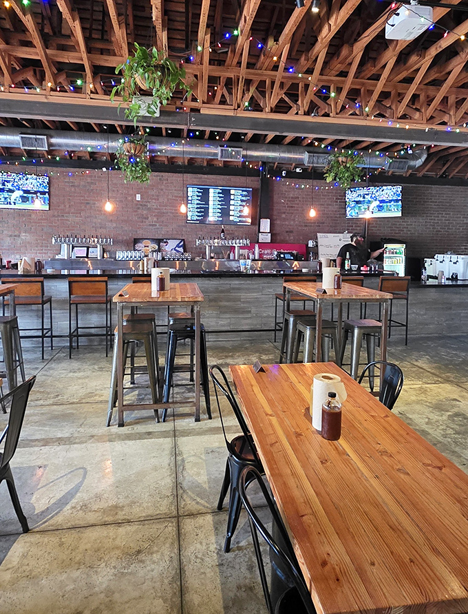 String lights, exposed beams, and brick walls create that "I've discovered something special" atmosphere that makes the food taste even better.