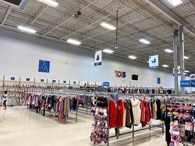 The warehouse atmosphere transforms mundane shopping into an expedition through America's donated dreams and discarded treasures.