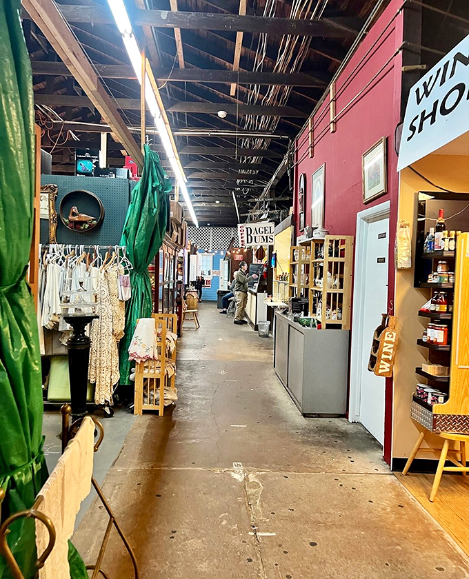 The indoor section feels like stepping into a time portal&mdash;rustic beams above, vintage treasures below, and endless possibilities in between.