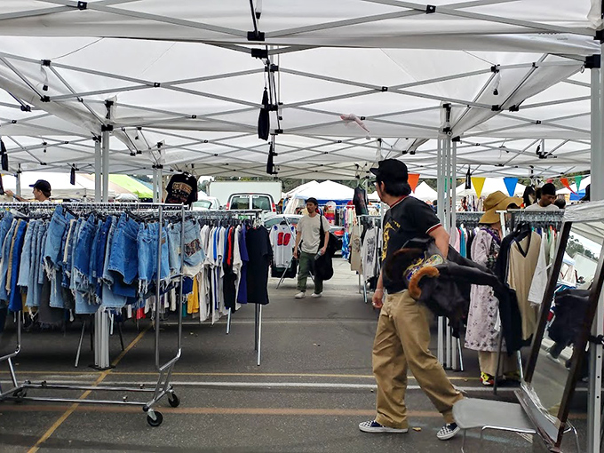 The denim section: where fashion designers pretend they're "just browsing" while secretly photographing details for their next "original" collection.