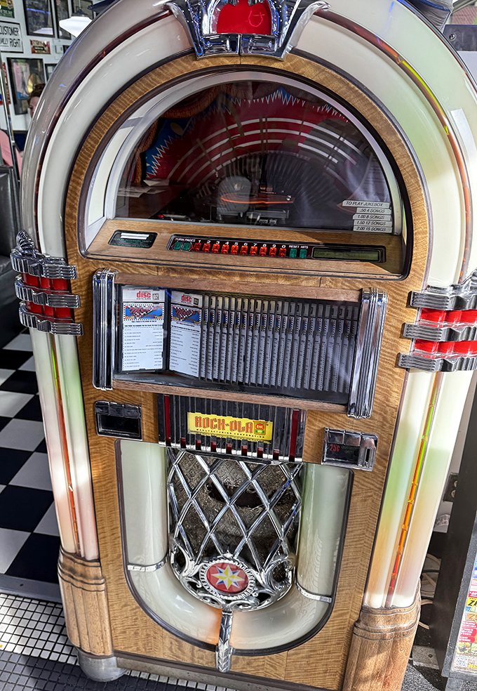 The vintage jukebox stands ready to provide your meal's soundtrack&mdash;five songs for a dollar and suddenly you're the DJ of your own dining experience.