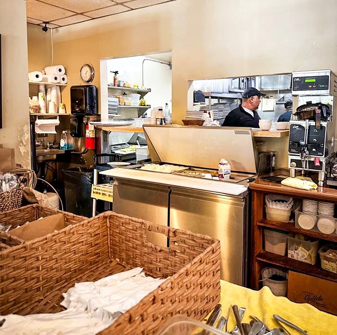 A glimpse into the kitchen where breakfast magic happens&mdash;organized chaos with purpose, like a symphony orchestra but with more butter.