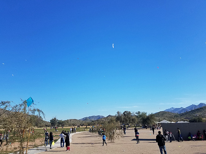 The sky becomes a canvas for colorful kites dancing on desert breezes &ndash; proof that sometimes the best entertainment requires looking up, not down at phones.