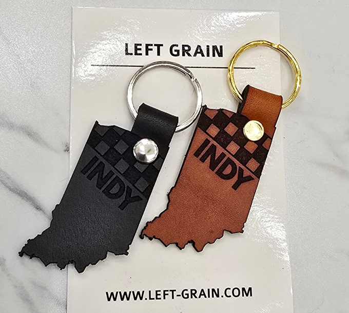 Indiana-shaped keychains that say "I'm local and stylish." The perfect souvenir that won't collect dust on a shelf.