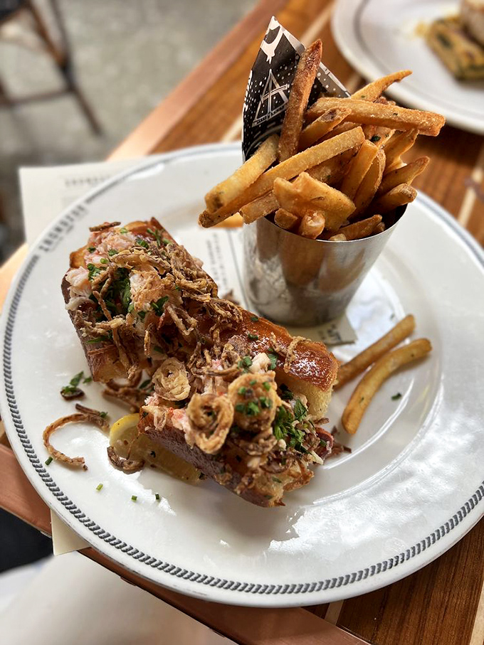 The lobster roll&mdash;where Maine tradition meets California sunshine. Those crispy bits on top? That's what dreams are made of.