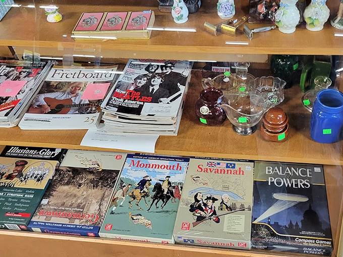 Magazine heaven for collectors &ndash; where vintage Rolling Stone covers and forgotten board games share shelf space in perfect harmony.