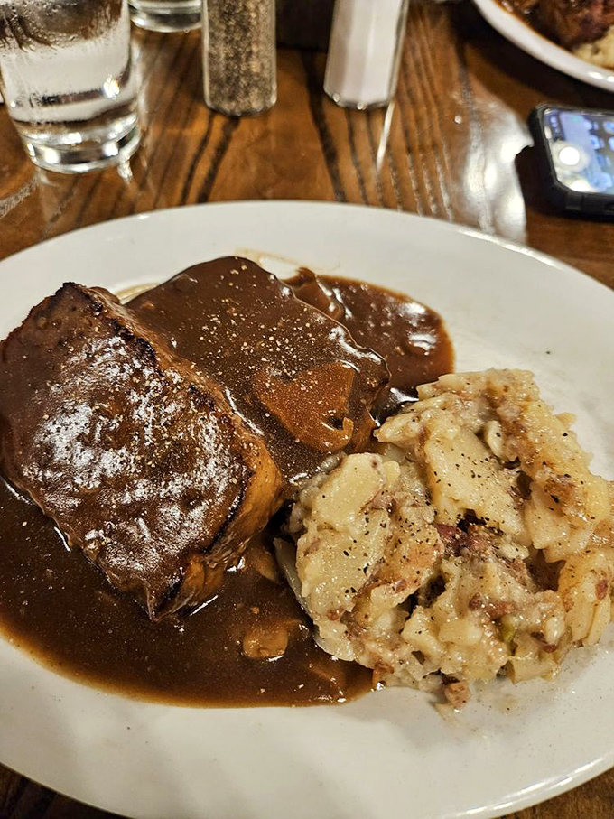 That meatloaf isn't just dinner&mdash;it's an event. The gravy alone deserves its own fan club and social media following.