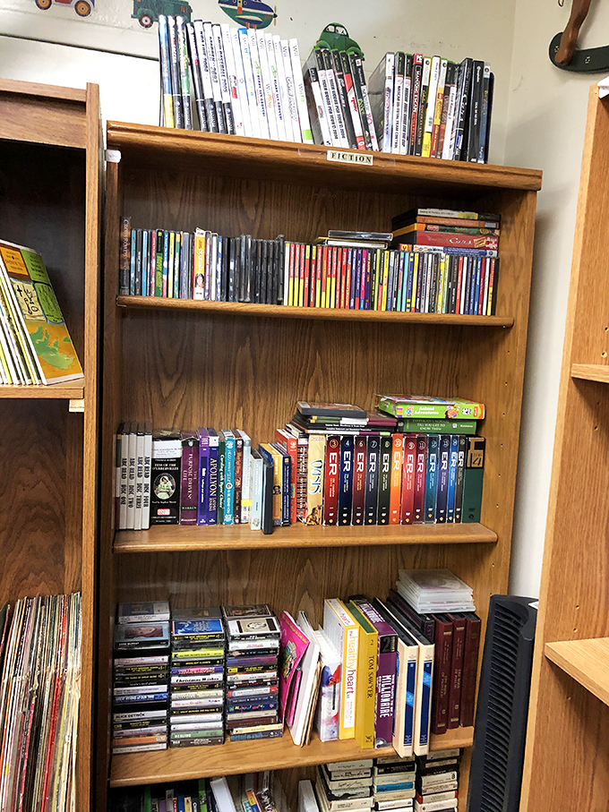 Books upon books, each spine a doorway to someone else's imagination. The fiction section alone could keep you entertained through three Pennsylvania winters.