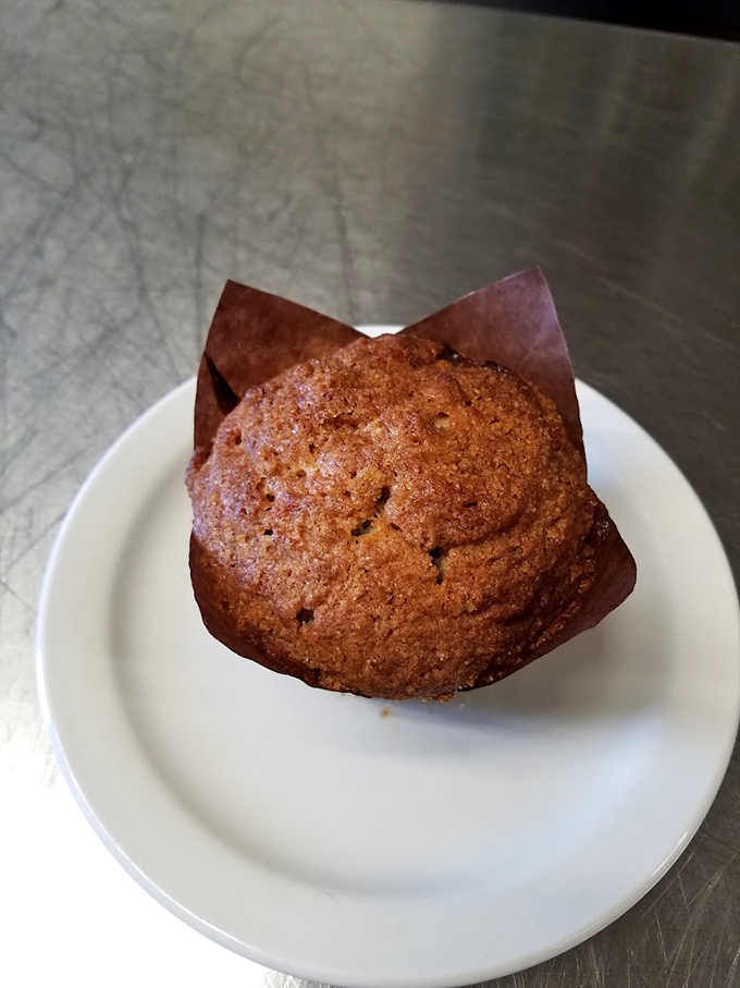 This bakery-fresh muffin wrapped in paper suggests someone actually cares about doing the simple things perfectly right.