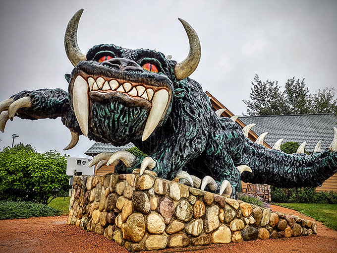 That stone foundation gives this beast some serious gravitas - like a dragon throne for Wisconsin royalty.