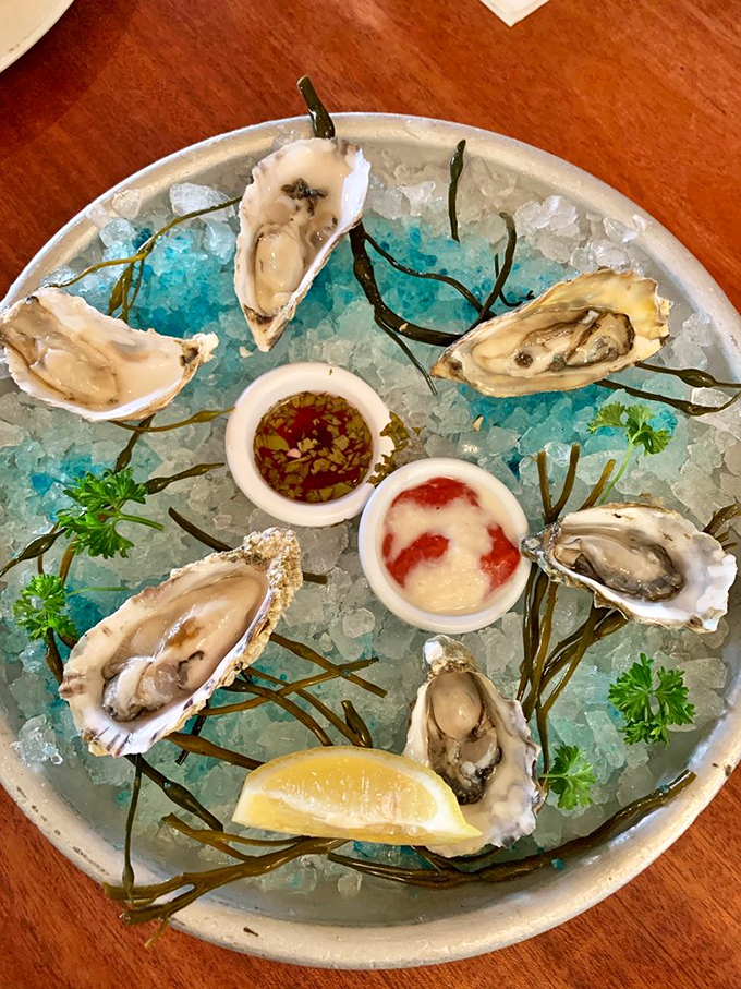 Oysters arranged like jewelry on ice&mdash;briny treasures from the deep that need nothing more than a squeeze of lemon and appreciative company.