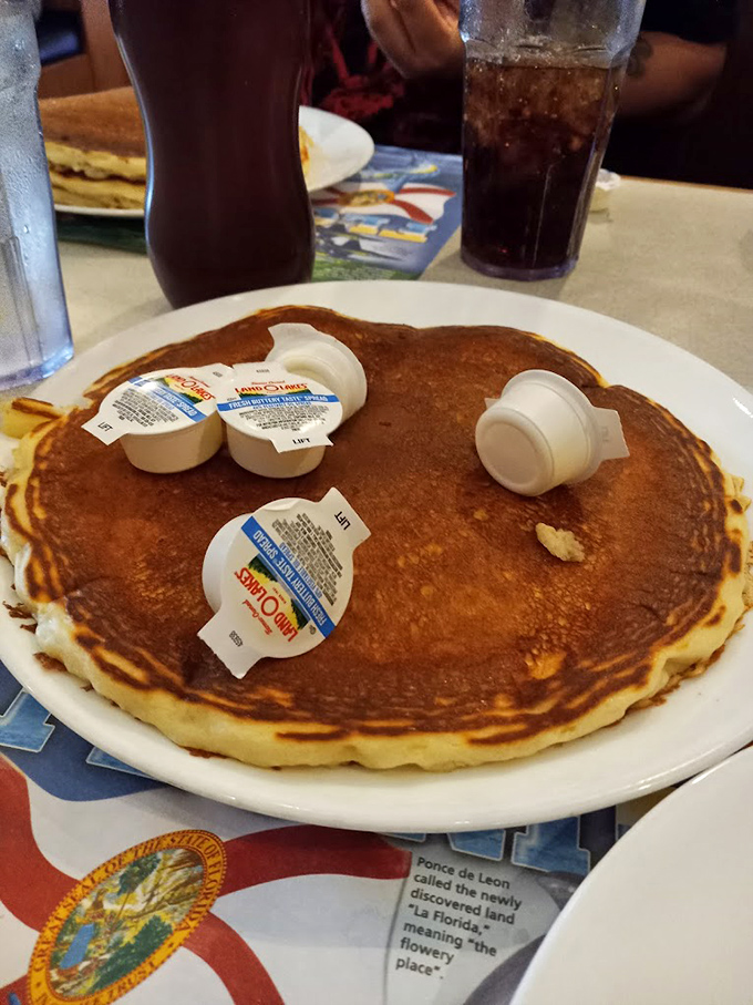 This pancake isn't just large&mdash;it's the size that makes other pancakes feel inadequate, with a perfect golden hue that screams "weekend morning bliss."