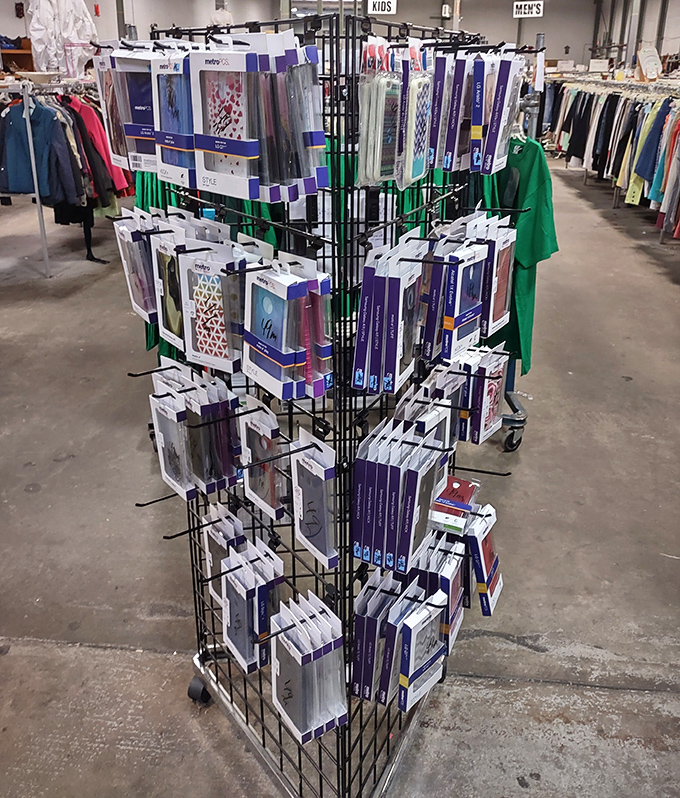 A spinning rack of phone cases &ndash; because even your technology deserves a thrifty makeover with last year's trends.